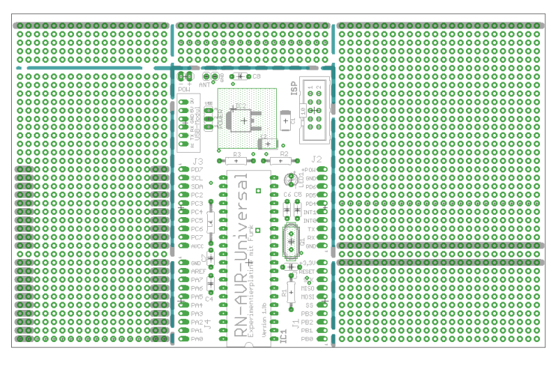 Universelles Experimentierplatine AVR Universal für AT-Mega
