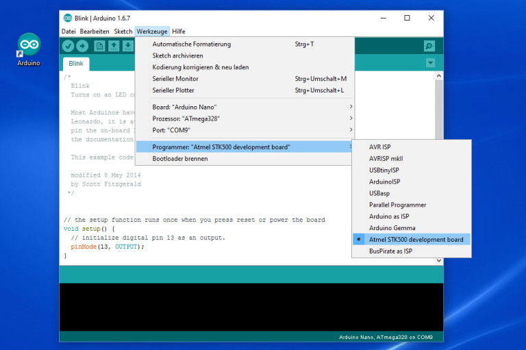 ISP-Programmer für Arduino,Bascom und Atmel-Studio in Windows 10