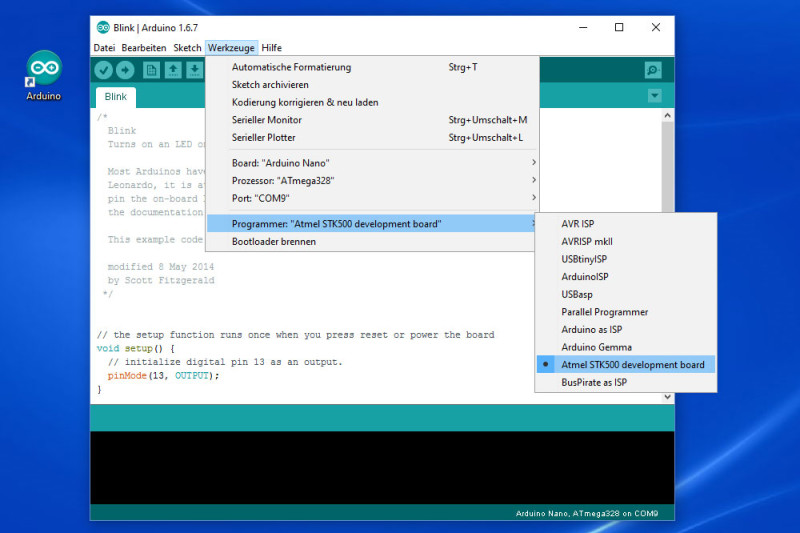 ISP-Programmer für Arduino,Bascom und Atmel-Studio in Windows 10