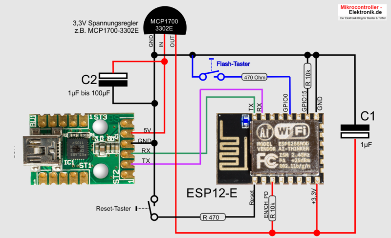 ESP12E-Tutorial und Beispielprojekte wie ESP12E-Adapter